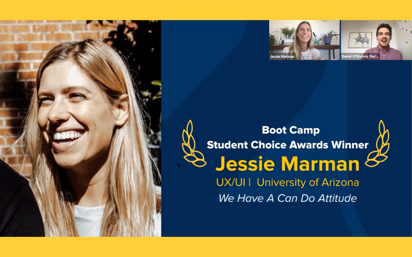 UX/UI Instructor Jessie Marman | Student Choice Award | 2U, Inc. | 2U