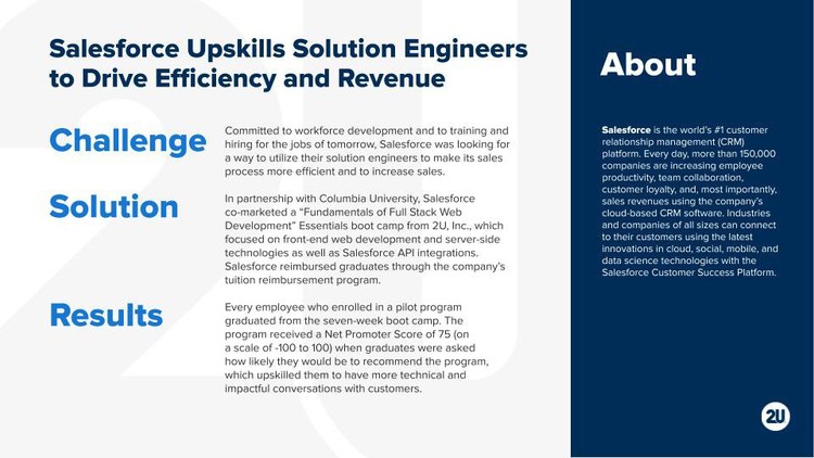 Salesforce x Columbia University x 2U, Inc. I Enterprise Case Study | 2U